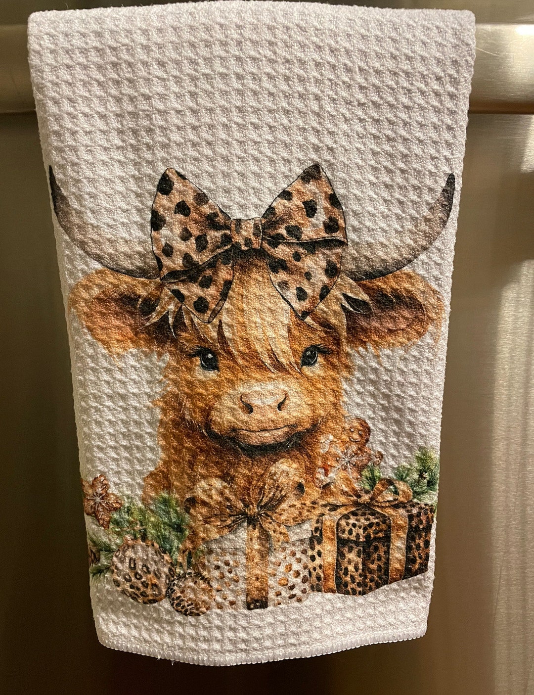 Highland Cow Towel| Farm| Cow| Highland Cow| Leopard| Merry Christmas ...