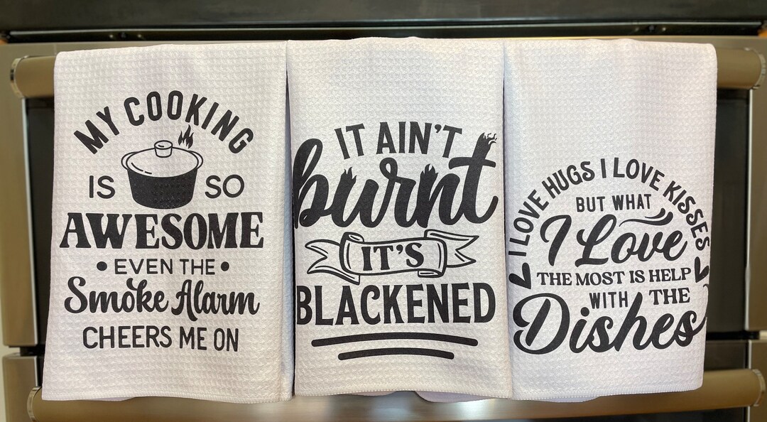 Funny Microfiber, Waffle Weave, White, Kitchen Towel - Etsy