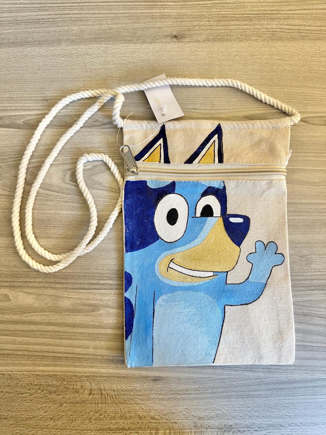 Hand Painted Cross Body Bag, Bluey Gift, Bluey Purse, Custom Bluey Bag ...