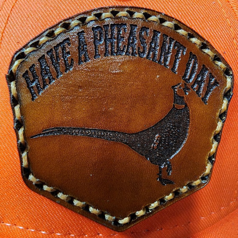 Blaze Orange Hunting Hat: Pheasant Patch, Leather Engraved - Etsy