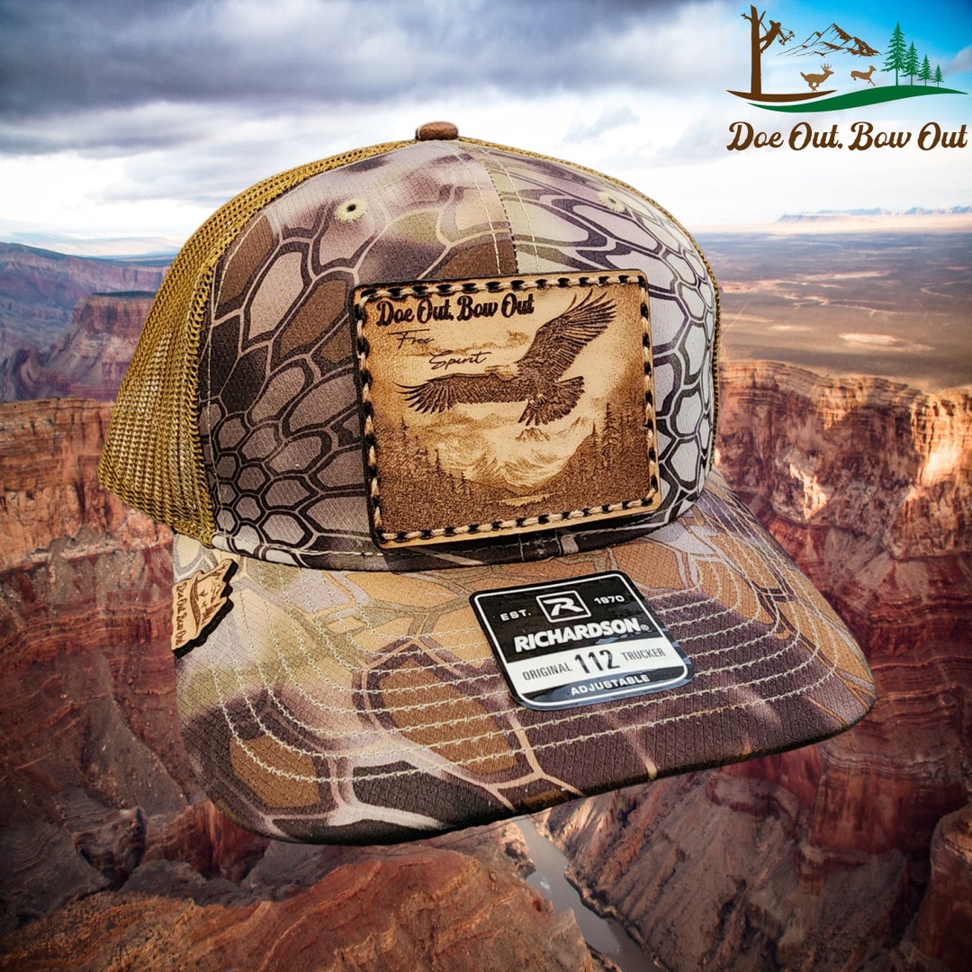Free Spirit Camo Trucker Hat - "doe Out Bow Out" Leather Patch ...