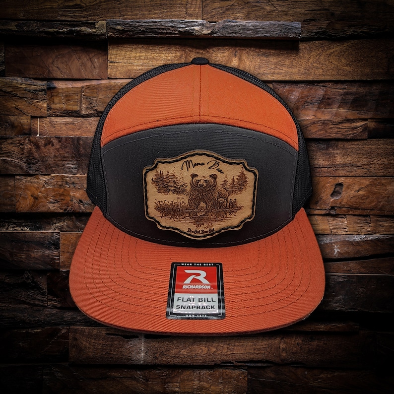 Hand-sewn Genuine Leather Mama Bear Patch Hats - Available on Richardson 112 Trucker, 168 7 ...