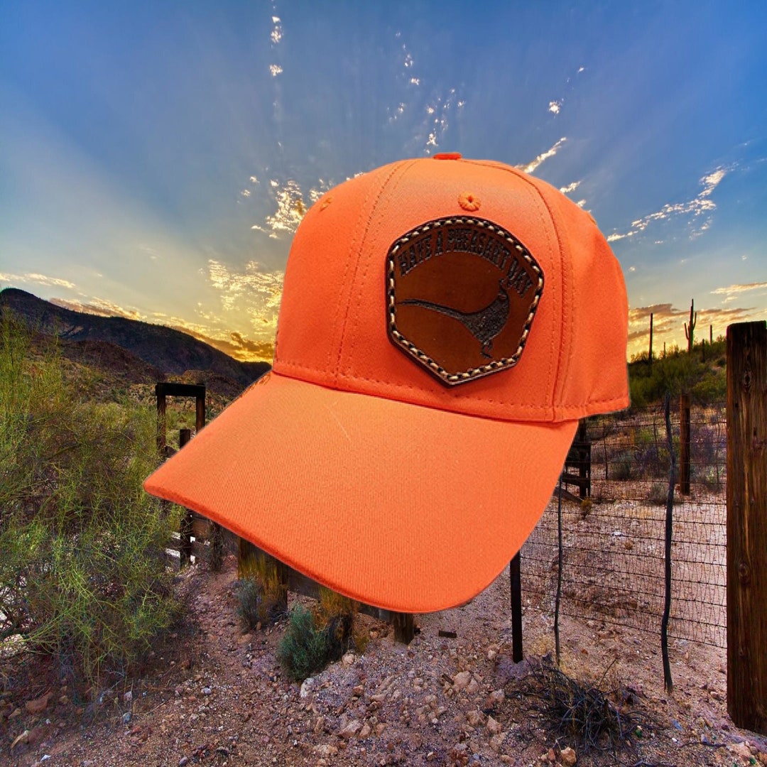 Blaze Orange Hunting Hat: Pheasant Patch, Leather Engraved - Etsy