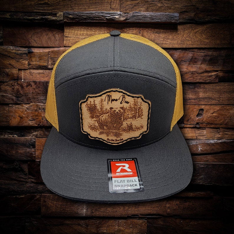 Hand-sewn Genuine Leather Mama Bear Patch Hats - Available on Richardson 112 Trucker, 168 7 ...