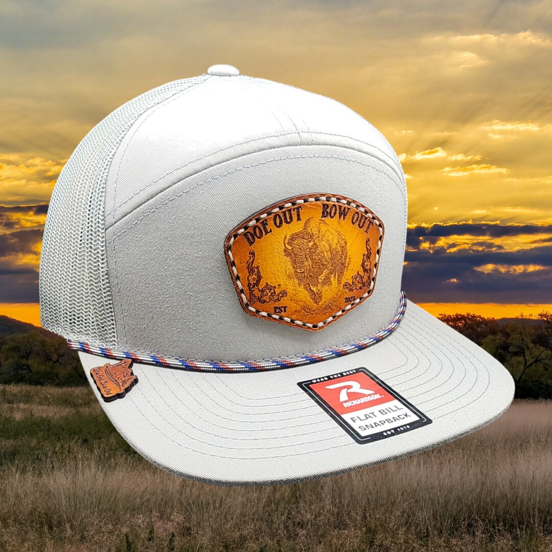 Western Bison Leather Patch Trucker Cap: Outdoor Lifestyle Headwear - Etsy