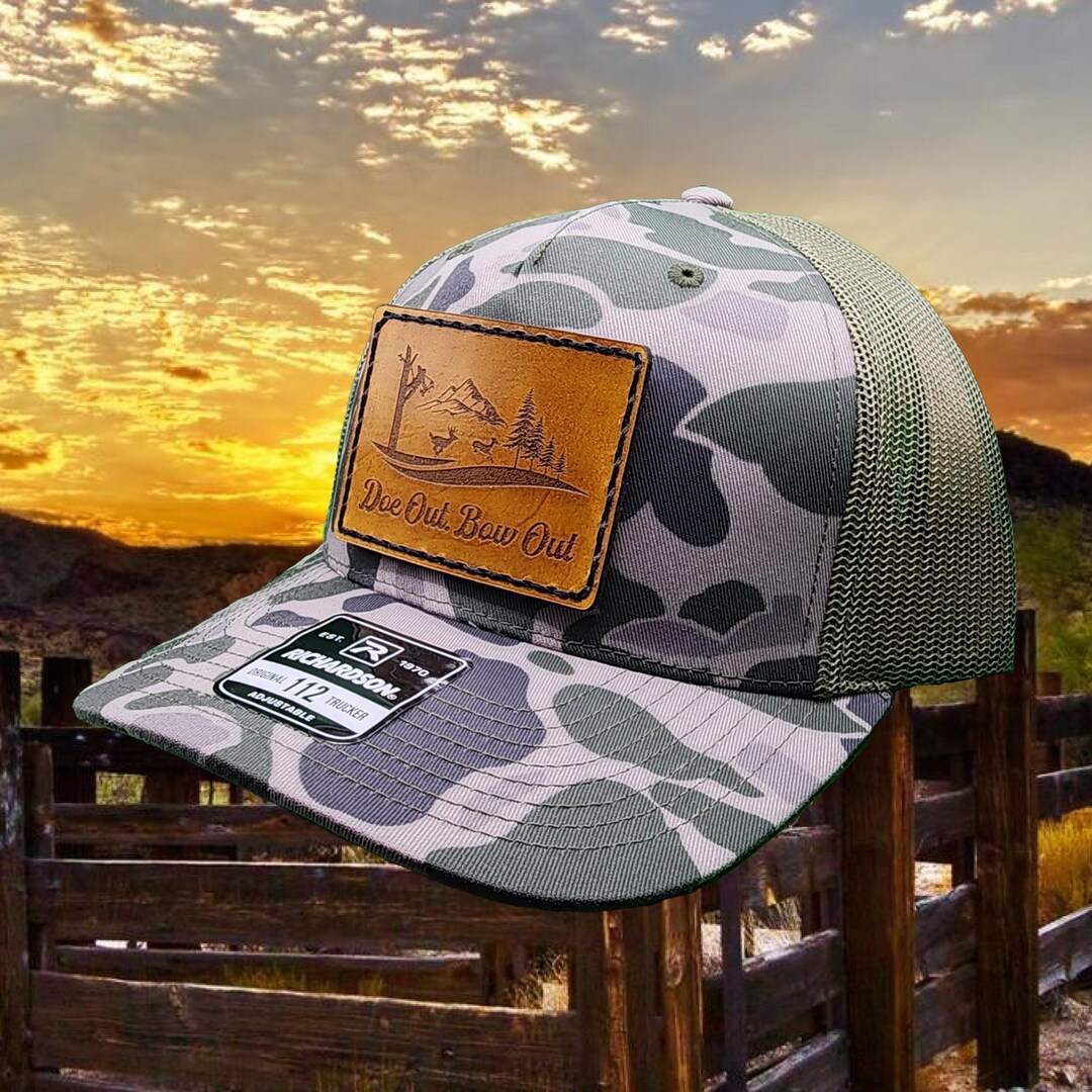 Classic Trucker Hat With Whitetail Deer Leather Patch - Hunting ...