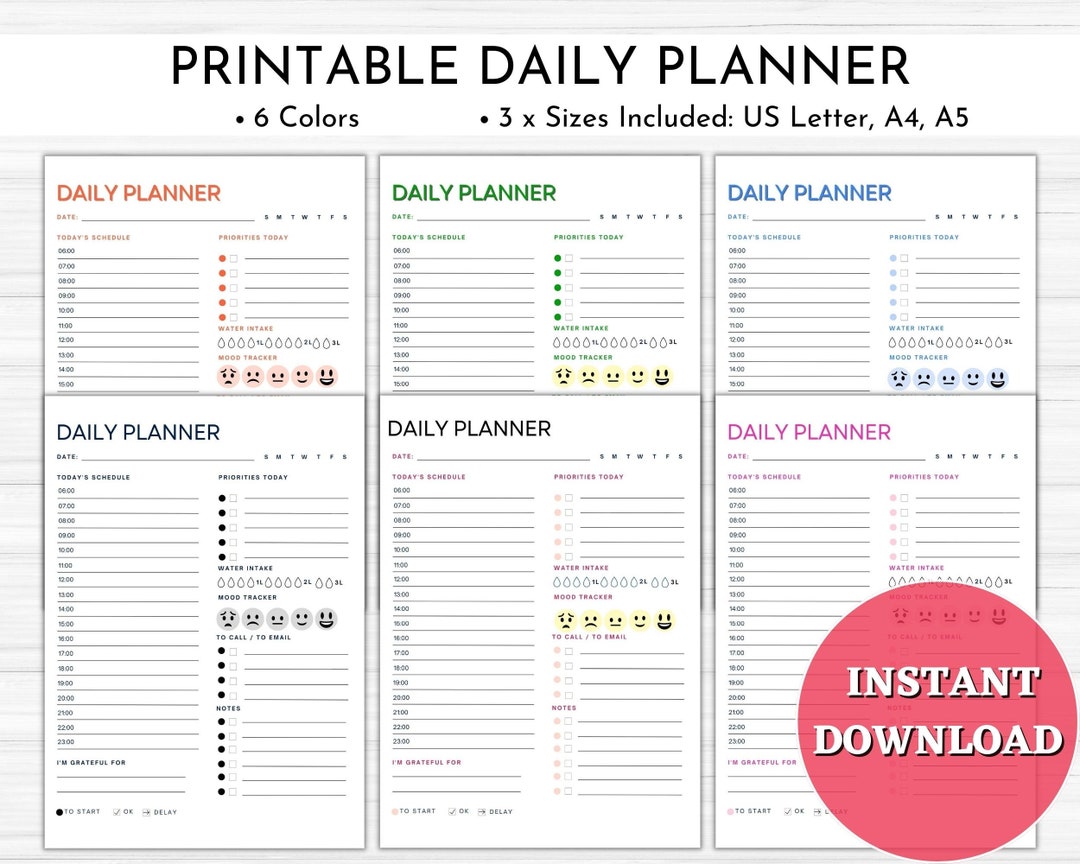 Printable Daily Planner, Daily Schedule Checklist , Printable "to DO ...