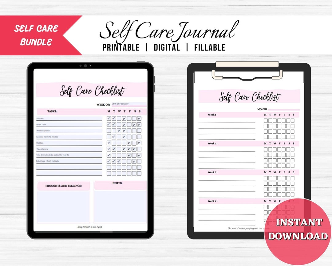 Self Care Journal Bundle, Printable Self Care Journal for Wellness ...
