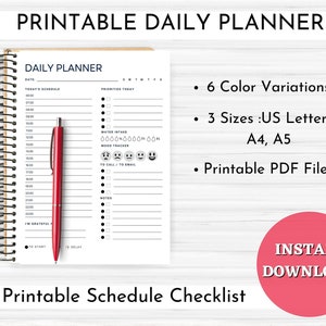 Printable Daily Schedule Checklist, Printable TO DO List, Daily ...