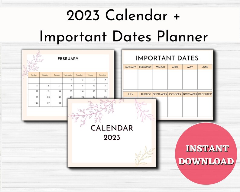 Printable 2023 Calendar Pastel Pink 2023 Digital Printable - Etsy
