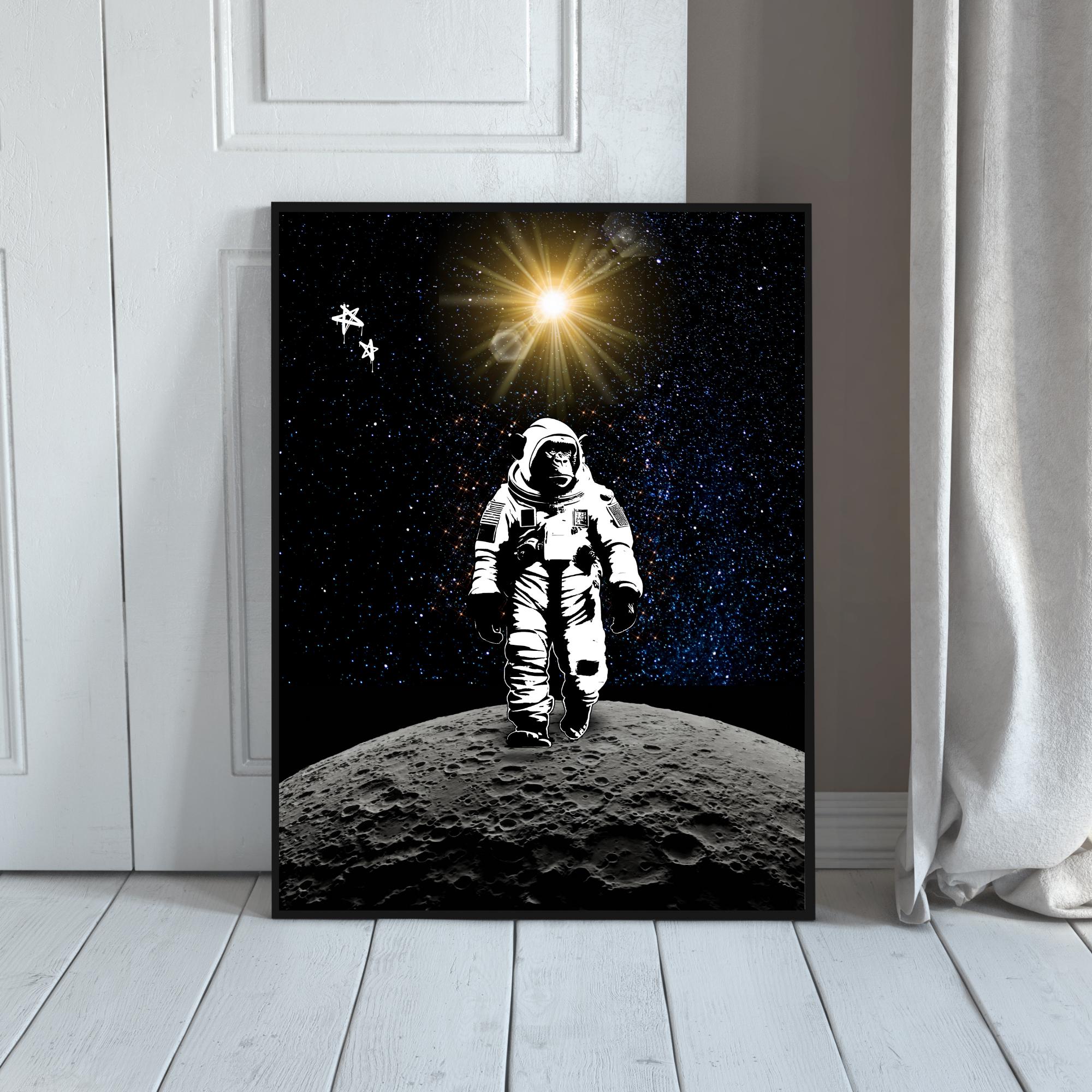 Graffiti-style Space Monkey Art - Urban Street Art Decor - Bold ...