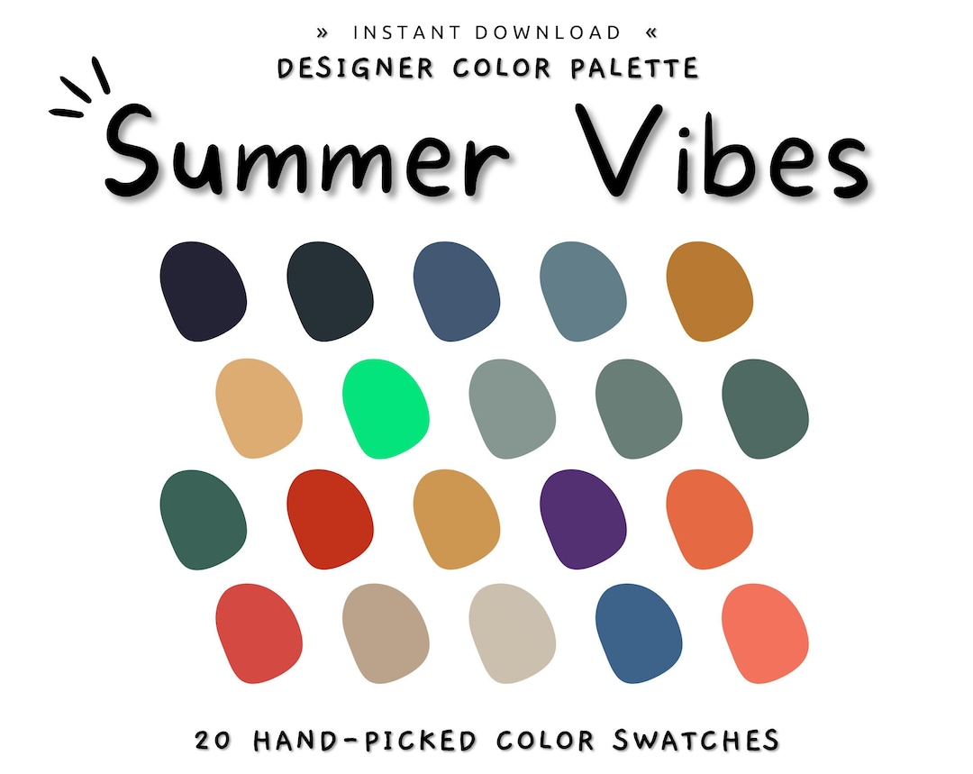 Summer Vibes Color Palette Procreate Color Swatches Themes - Etsy