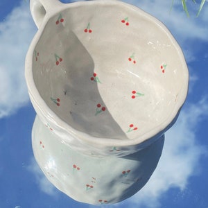 Dainty Cherry Mug Flower Mug Aesthetic Mugs, Handmade Pottery, Handmade ...