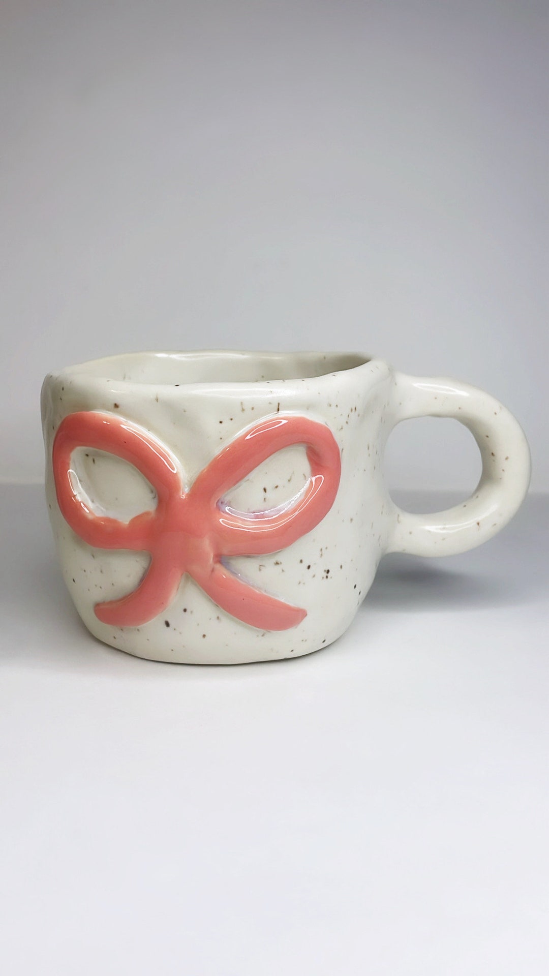 Bow Chubby Mug Coquette, Aesthetic Pottery, Handmade, Ceramics, Bow Mug ...