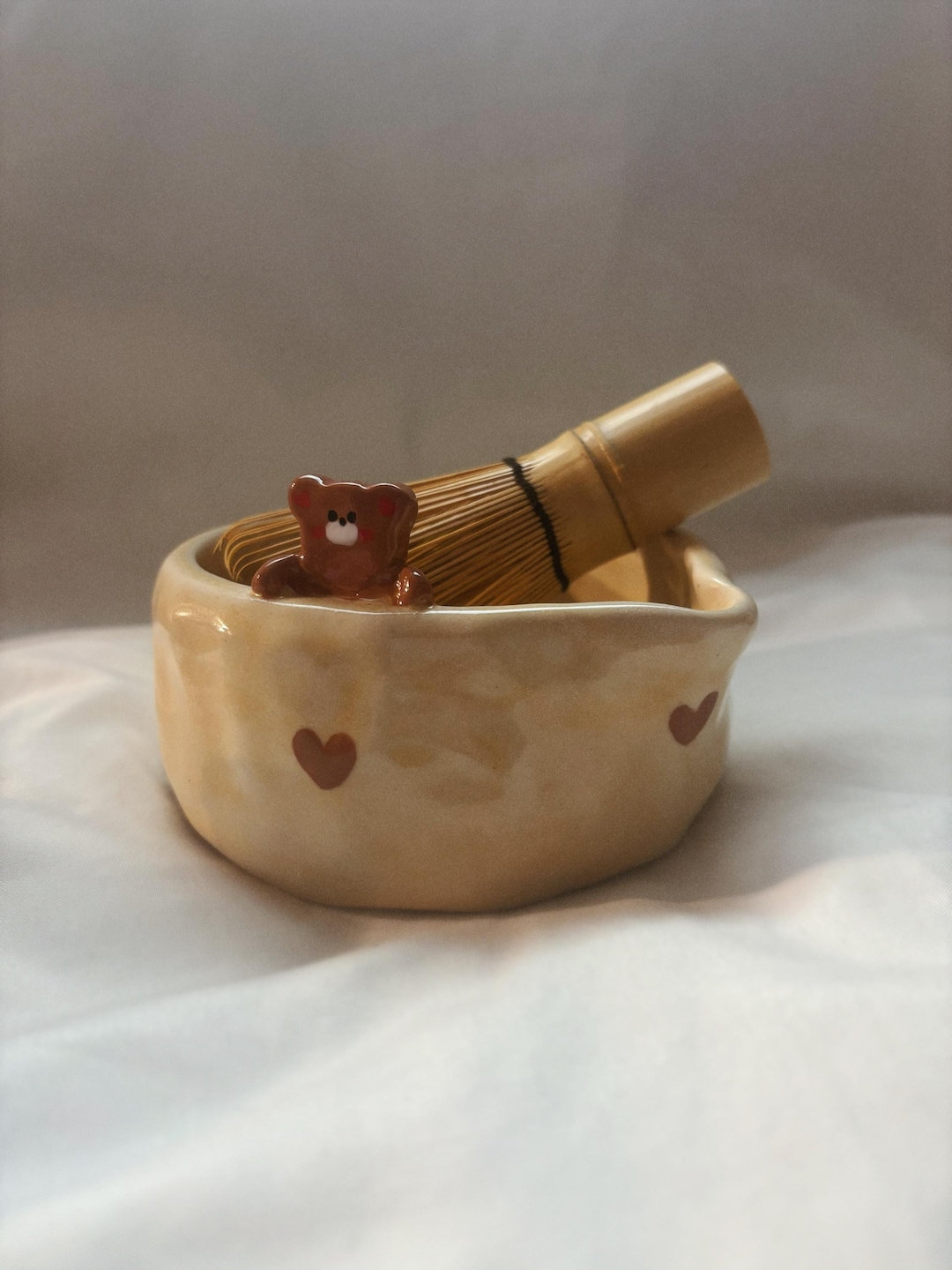 Teddy Bear Matcha Bowl | Cute Chawan, Aesthetic Pottery, Handmade ...