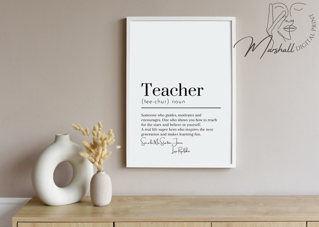 Personalised Teacher Definition Print, Teacher Gifts, Teacher ...
