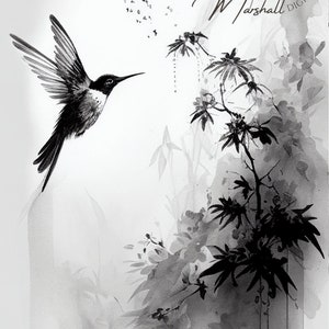 Black and White Hummingbird, Grey Wall Art, Home Decor, Set of 3 Prints ...