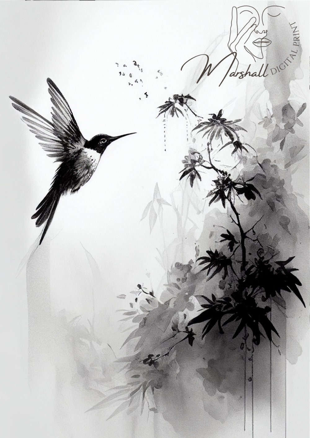 Black and White Hummingbird, Grey Wall Art, Home Decor, Set of 3 Prints ...