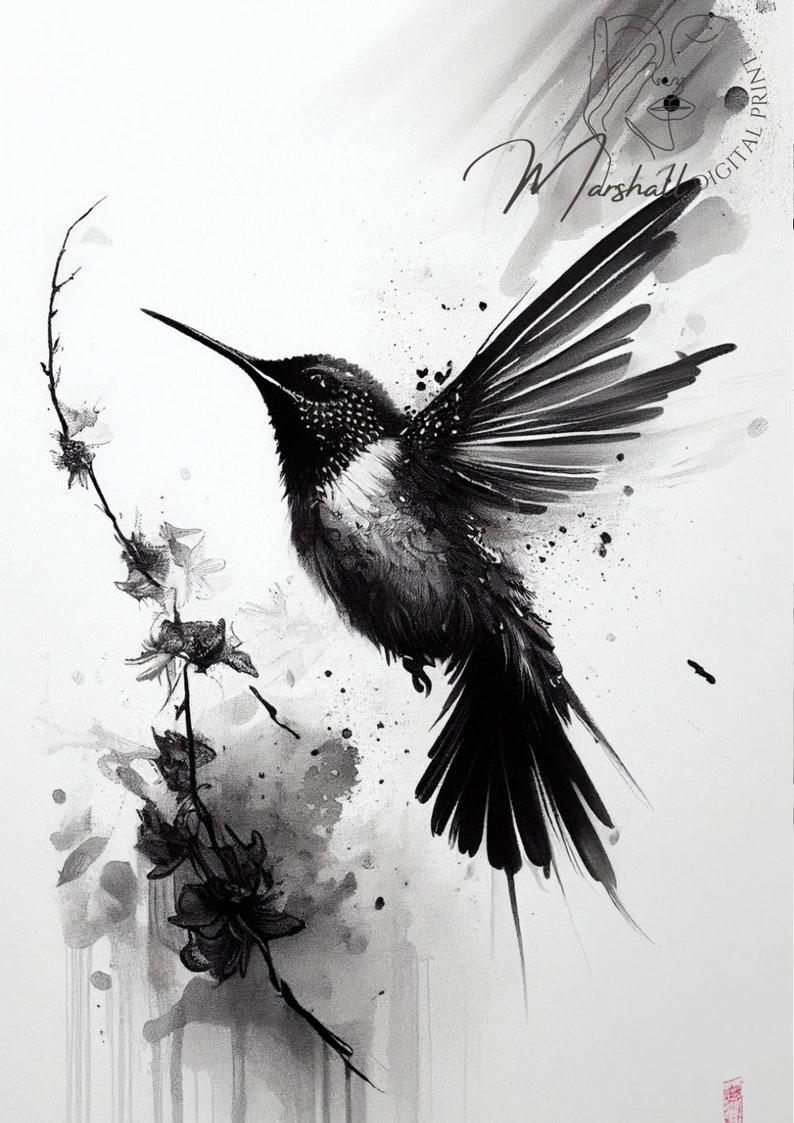 Black and White Hummingbird, Grey Wall Art, Home Decor, Set of 3 Prints ...