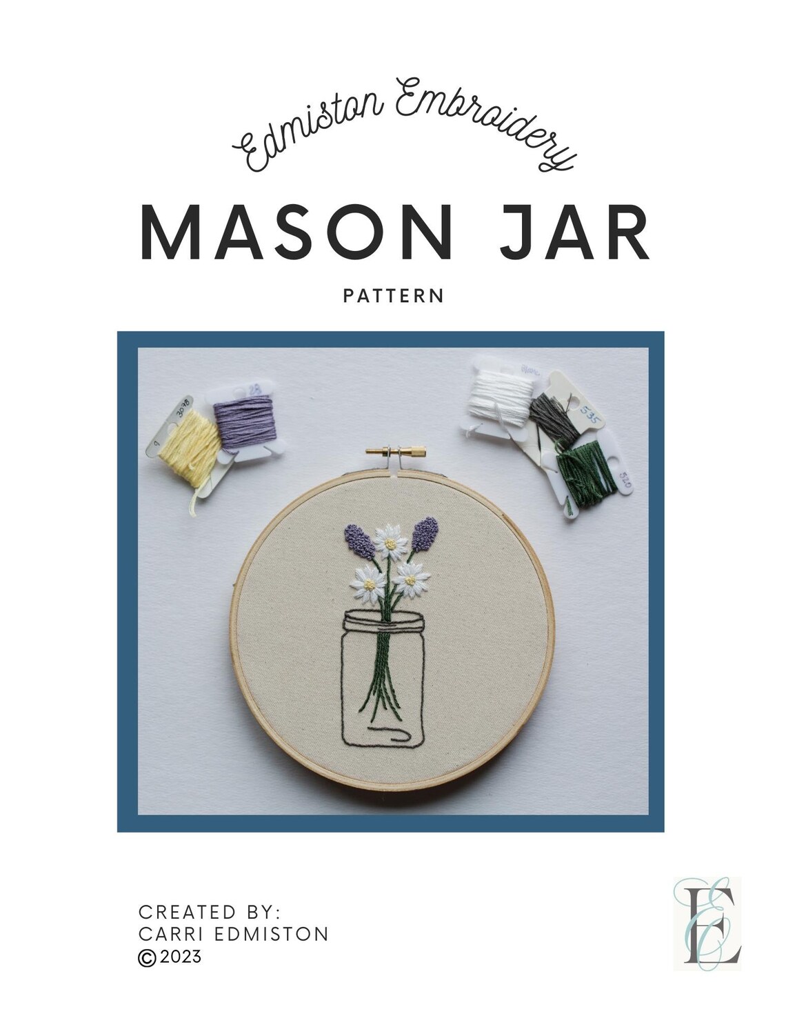 Mason Jar Embroidery Pattern - Etsy