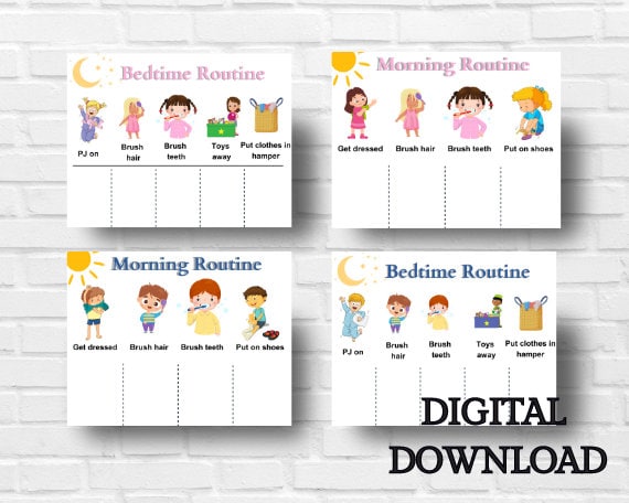 Morning and Night Routine Lists for Kids - Etsy