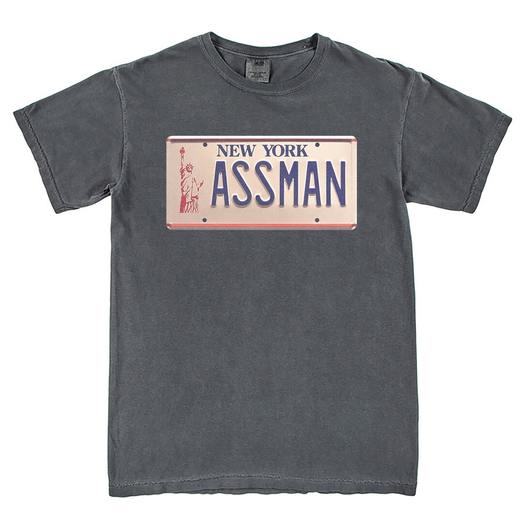 New Rare Assman New York License Plate Shirt Retro Unisex T-shirt ...