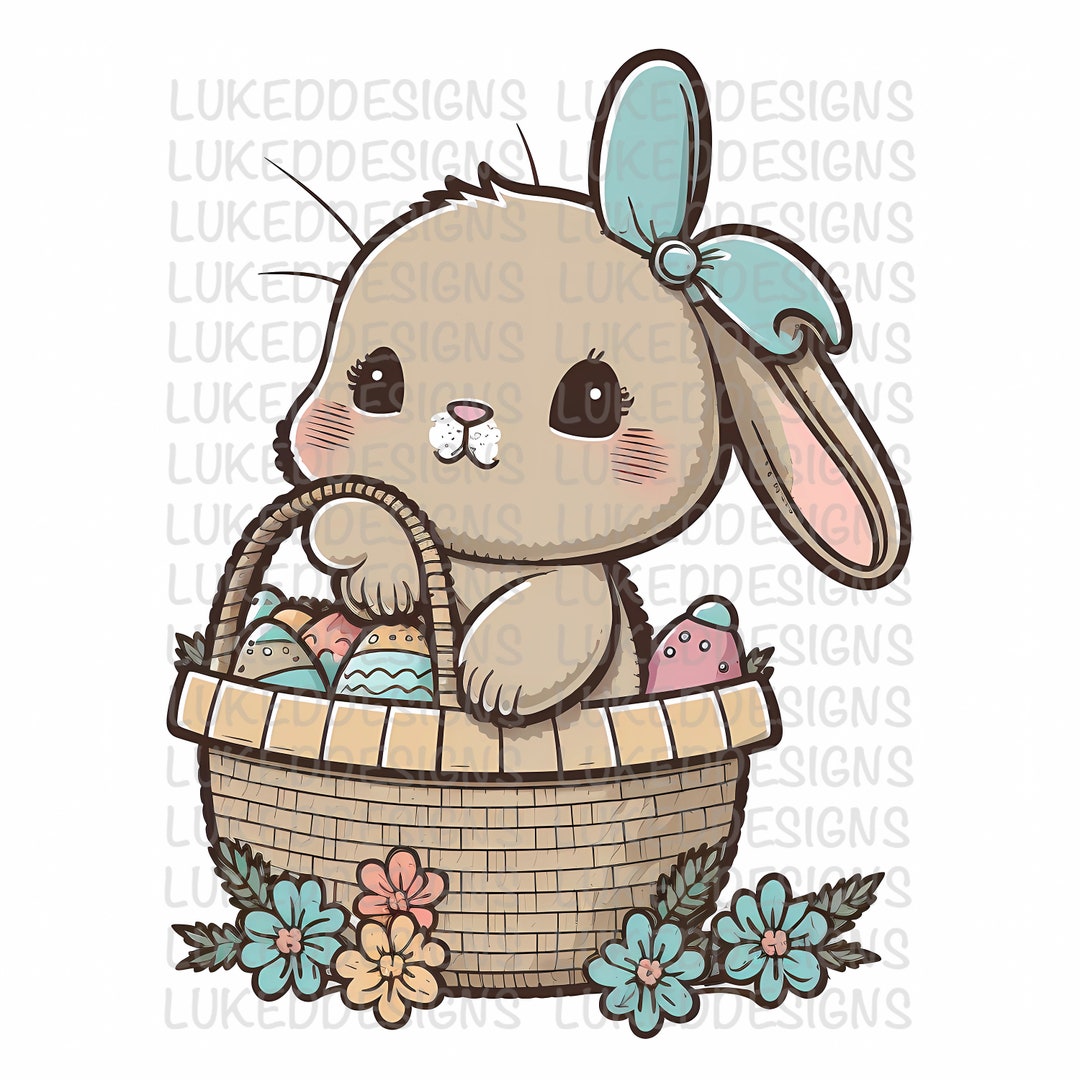 Easter Bunny in Basket Logo Rabbit Cute Rabbit Easter Eggs Picture - Etsy