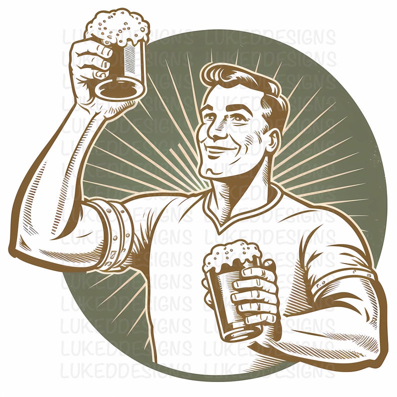 Man Drinking Beer Logo Adult Drink Image Fathers Day Dad Beer Etsy