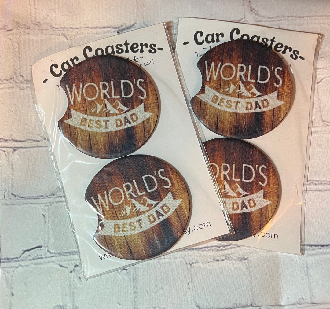 World's Best Dad, Car Coasters, Birthday Gift for Dad, Fathers Day Gift ...
