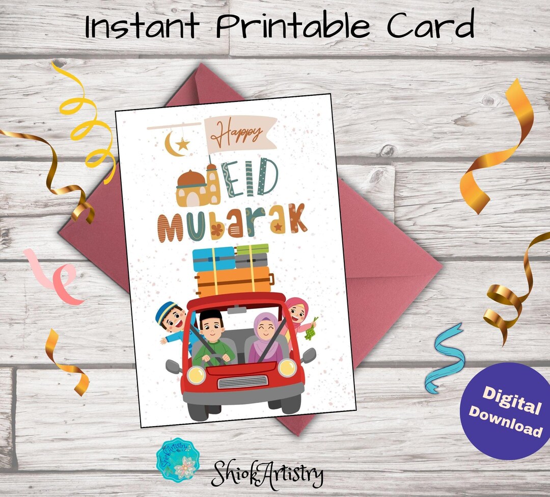 Eid Mubarak Greeting Card Printable Templates Instant Downloads Islam ...