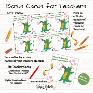 Printable Alligator Valentine Cards, Classroom Valentine Cards for Kids ...