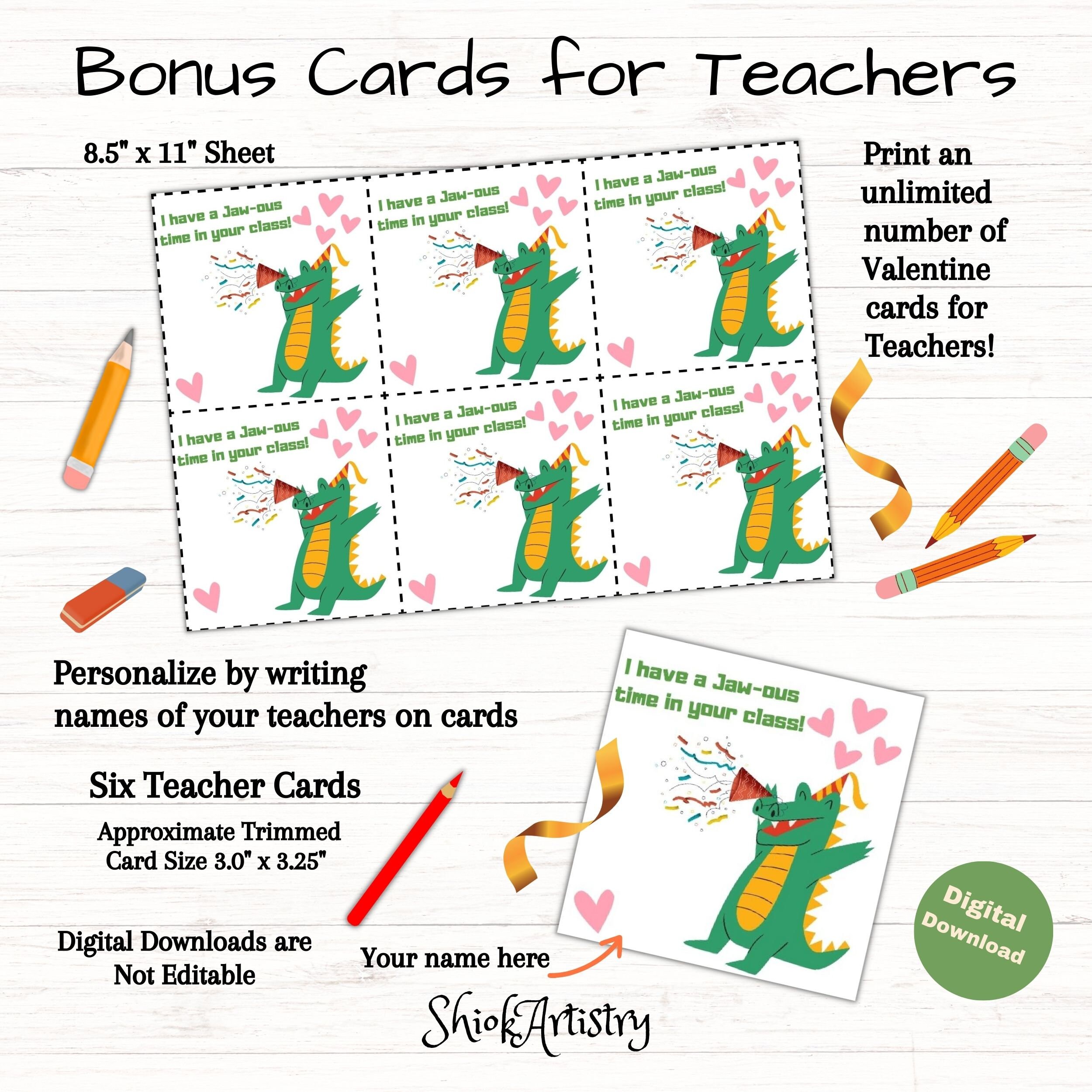 Printable Alligator Valentine Cards, Classroom Valentine Cards for Kids ...