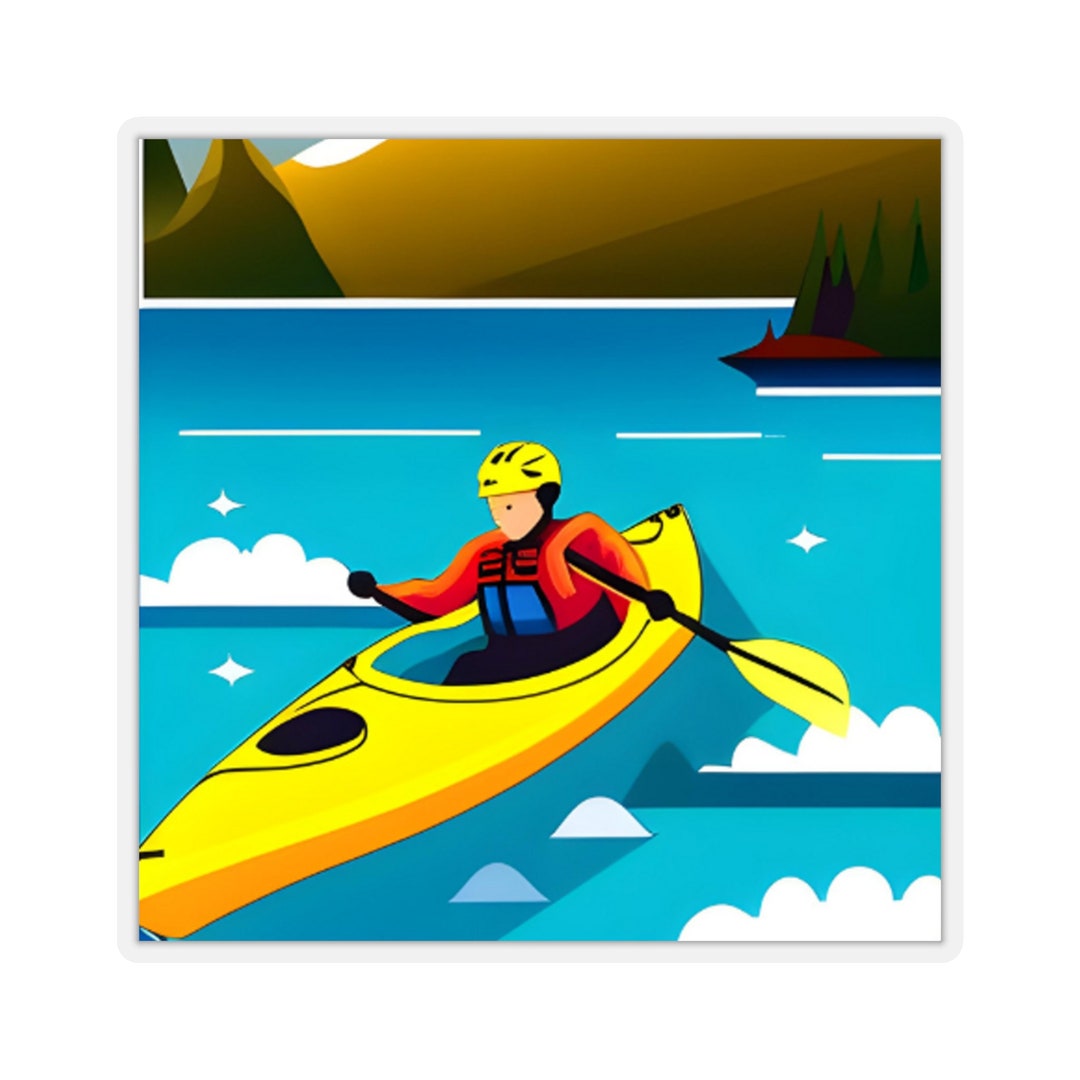 Kayak Adventure - Kiss-cut Stickers - Square - Etsy