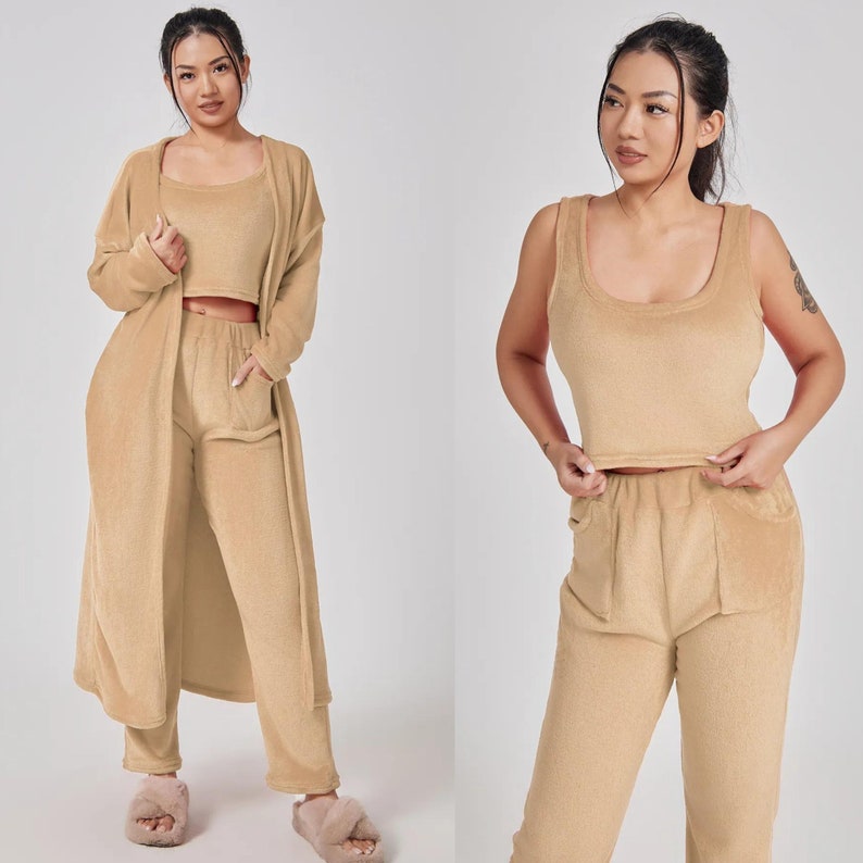 Cozy Pajama Set, 3 Piece Lounge Set, Cute Loungewear, Warm Suit Sets ...