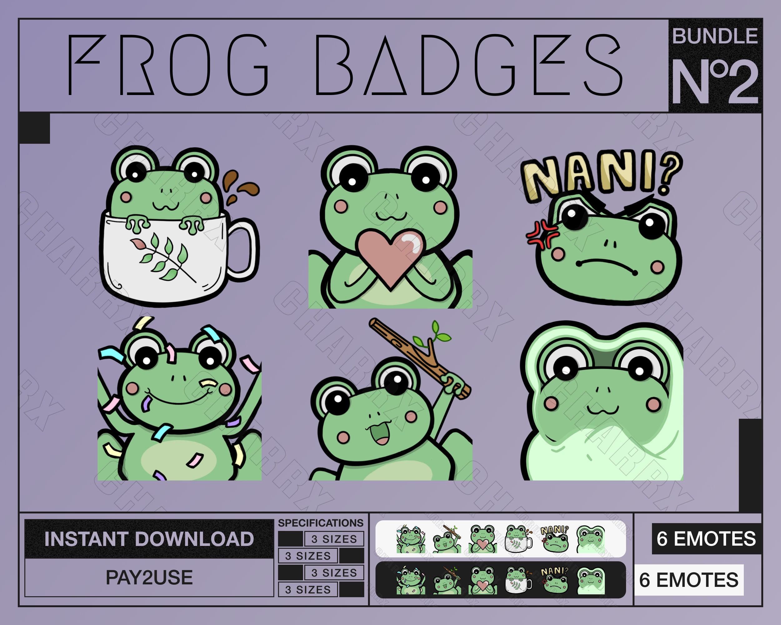 Frog Emotes Bundle / 6 Cute Frog Emotes for Twitch, Youtube, Kick And ...