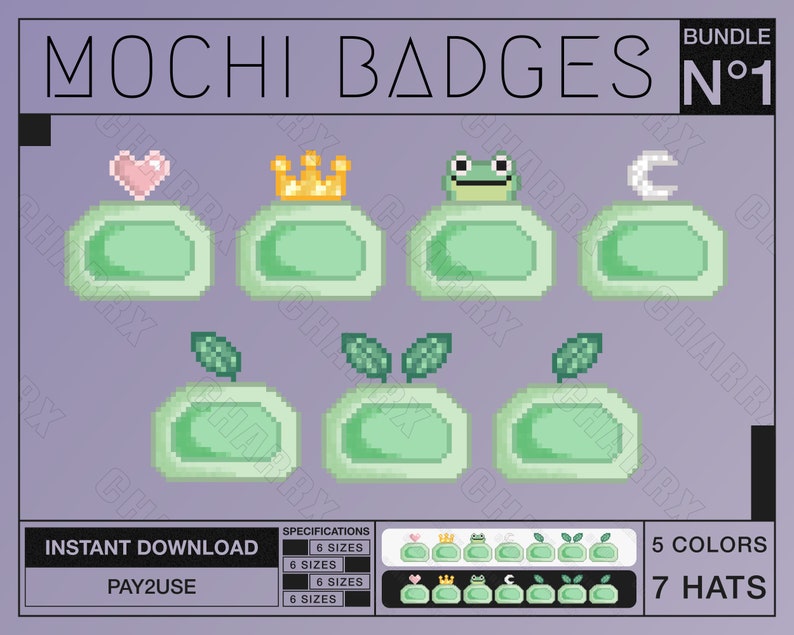 Mochi Bundle / Pixel Art / Twitch Badges / Sub Badges / Bit Badges ...