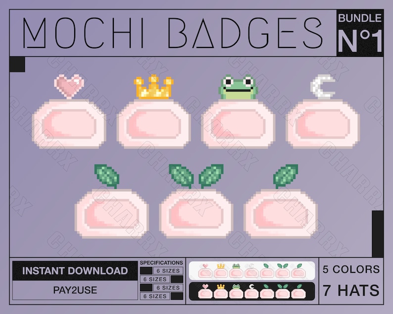 Mochi Bundle / Pixel Art / Twitch Badges / Sub Badges / Bit Badges ...