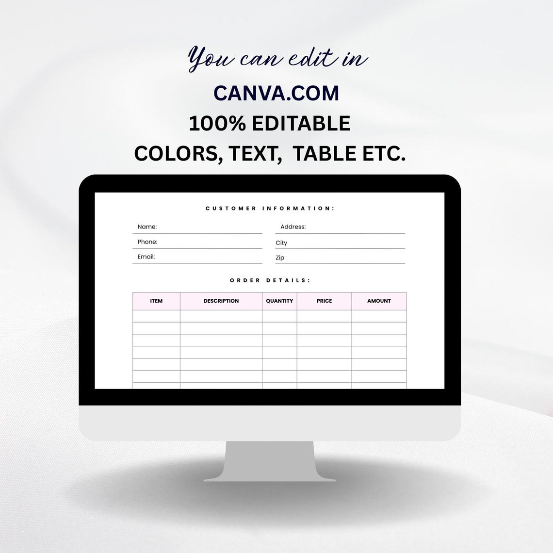 Editable Order Form Template: Canva & Fillable PDF for Small Business ...