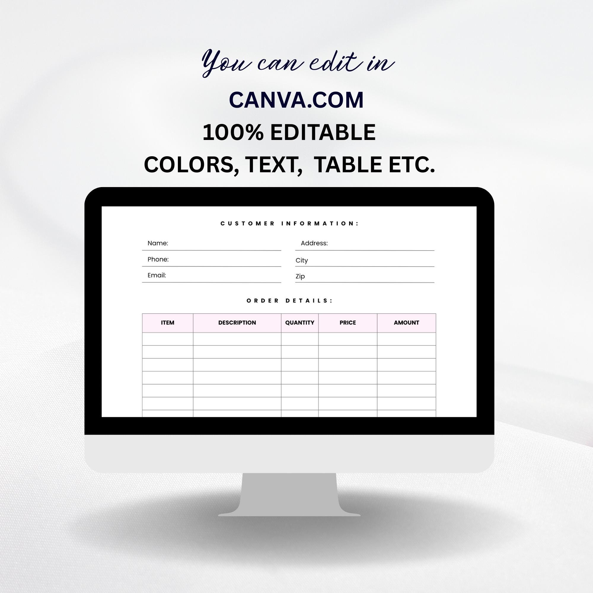 Editable Order Form Template: Canva & Fillable PDF for Small Business ...