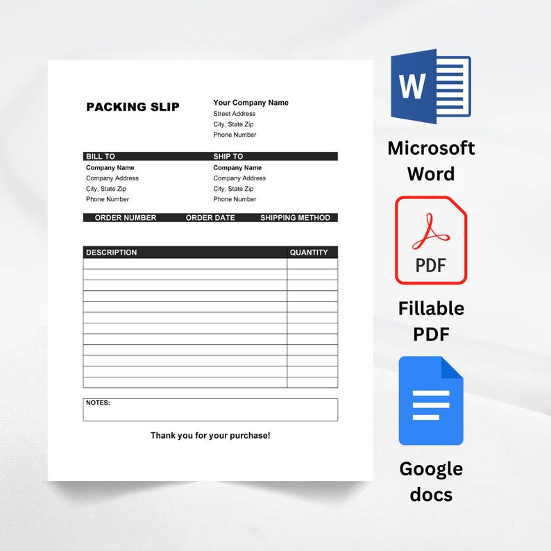 Editable Packing Slip Template: Modern Business Form (PDF, Word ...