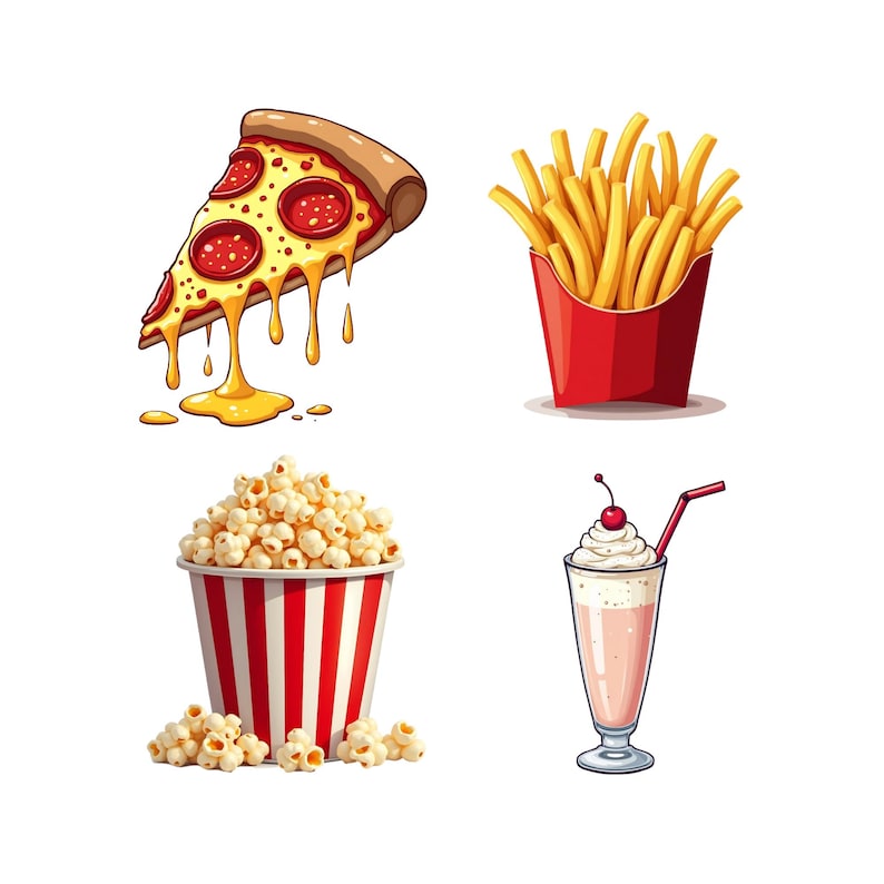 Junk Food Clipart Bundle: Fast Food PNG Graphics (commercial Use) - Etsy