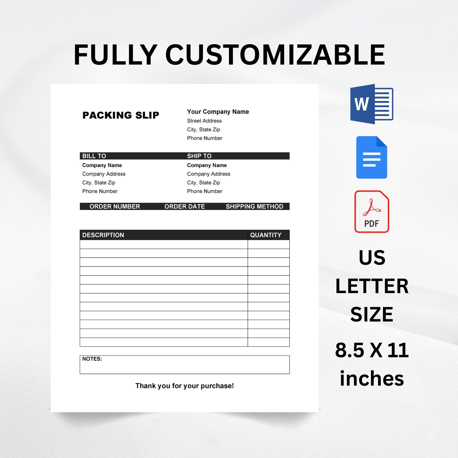 Editable Packing Slip Template: Modern Business Form (PDF, Word ...