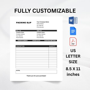 Editable Packing Slip Template: Modern Business Form (PDF, Word ...