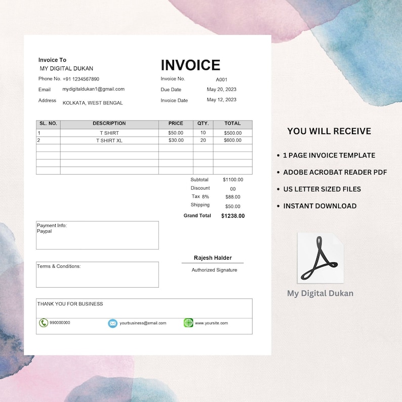 Fillable Invoice Template: Small Business Order Form (PDF) - Etsy