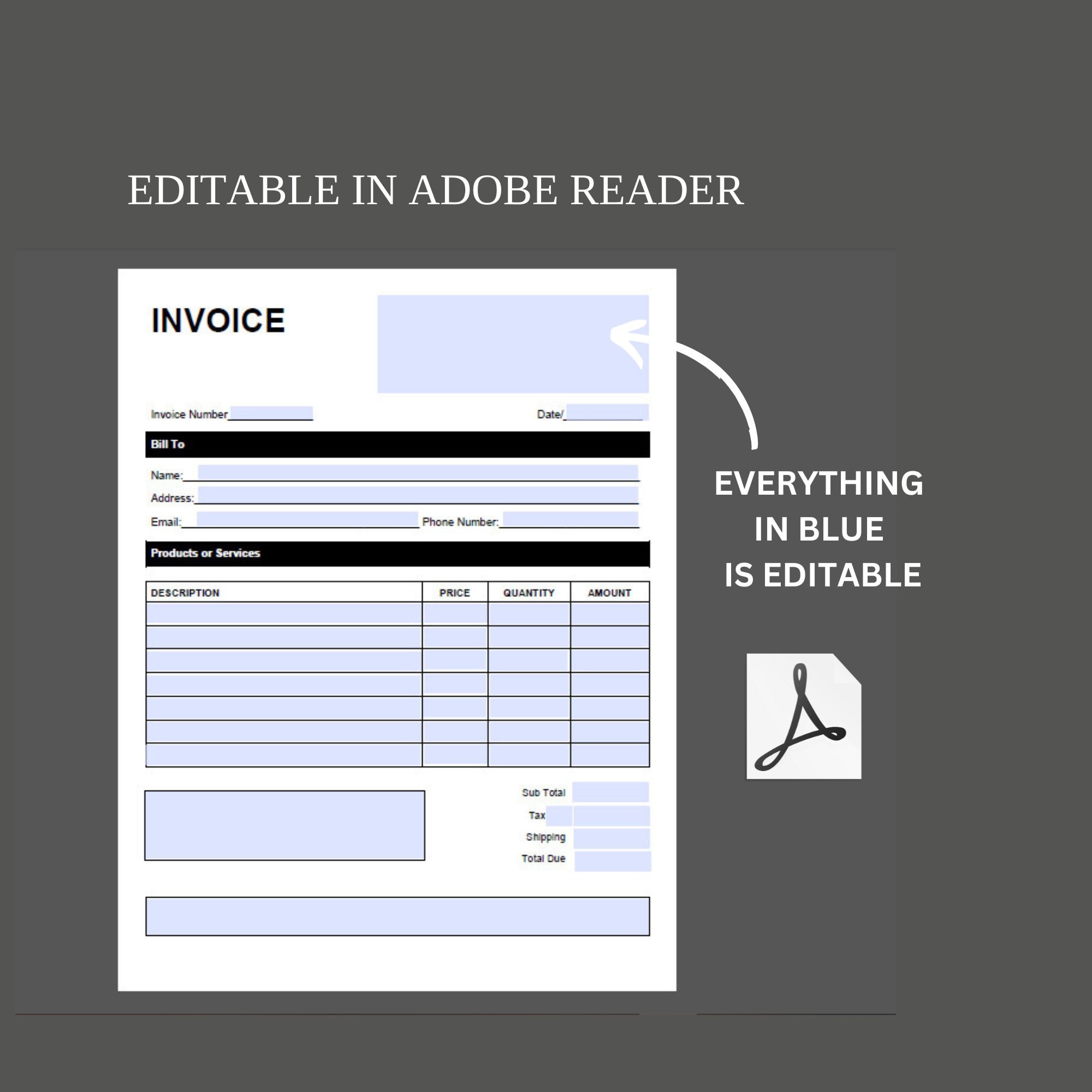 Editable Invoice Template PDF | Microsoft Word Invoice for Freelancers ...