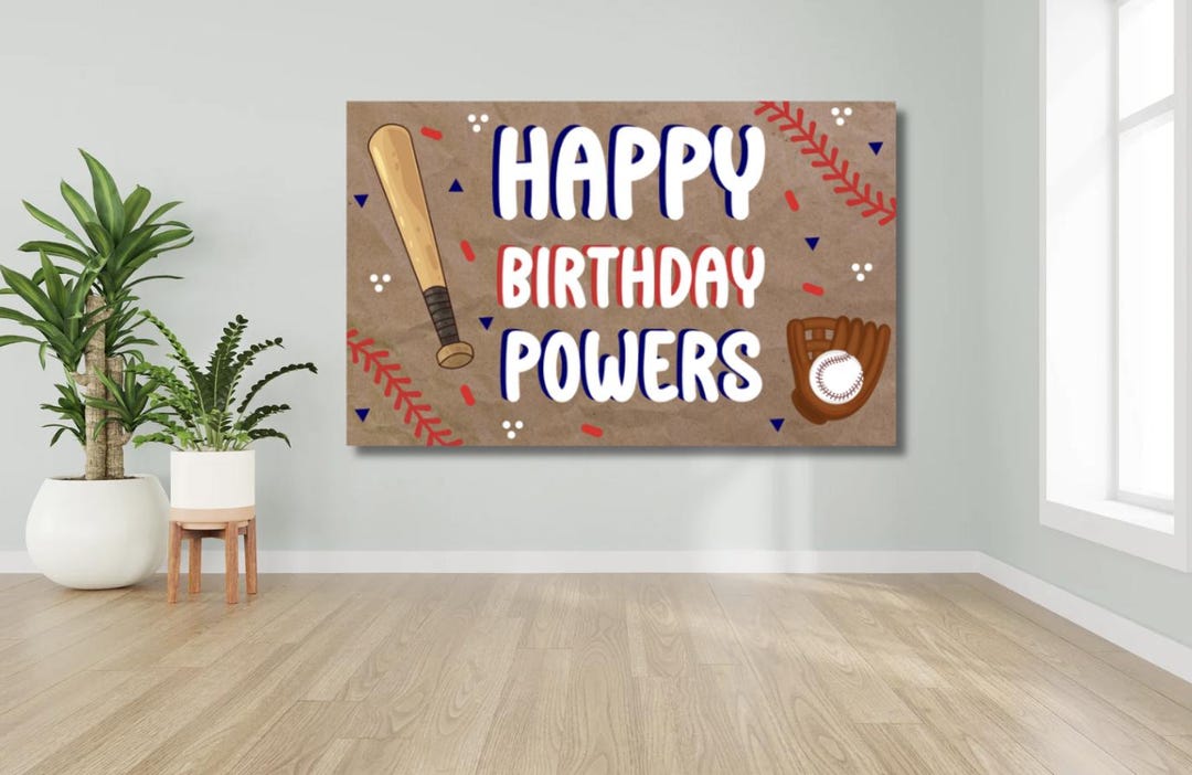 Baseball Birthday Hand Painted Banner Digital Template - Etsy