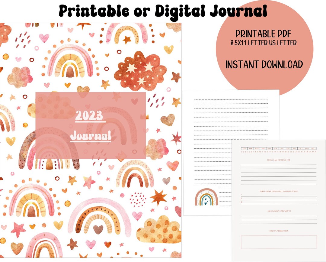 Boho-style Digital Printable Journal - Gratitude, Great Things ...