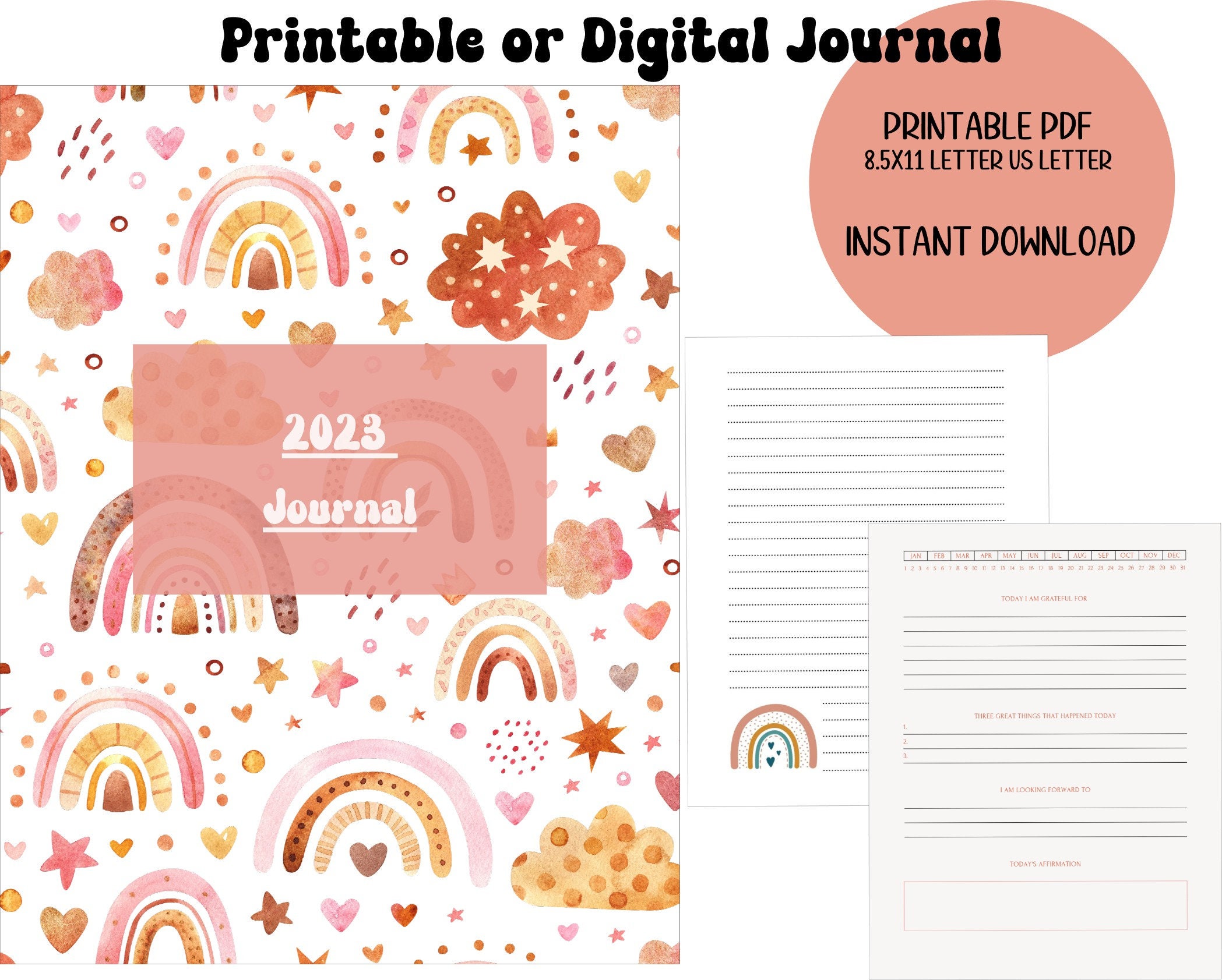 Boho-style Digital Printable Journal - Gratitude, Great Things ...