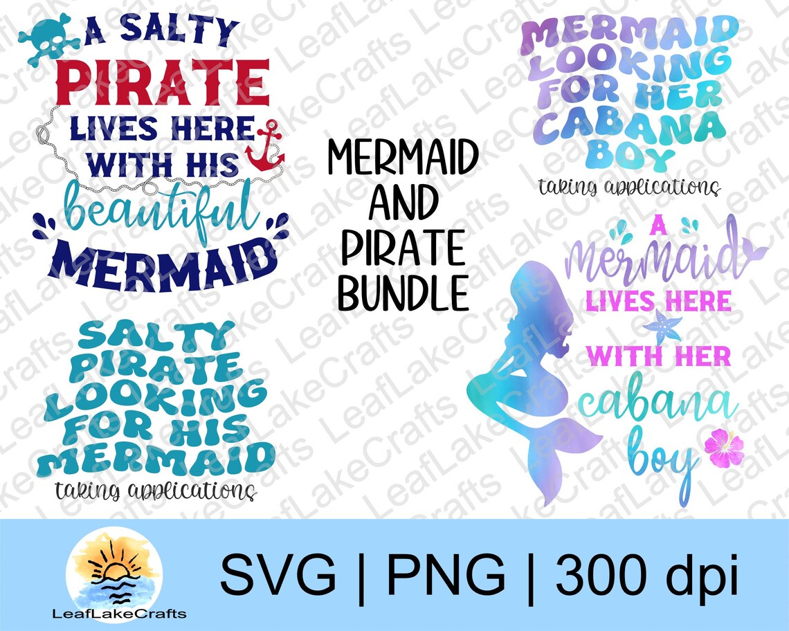 Mermaid and Salty Pirate Design Bundle Mermaid SVG Pirate - Etsy