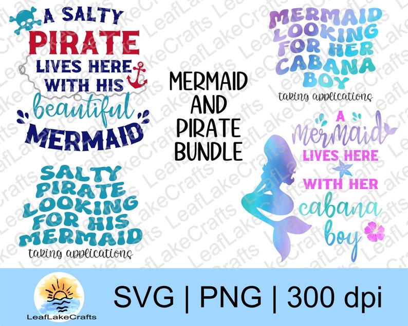 Mermaid and Salty Pirate Design Bundle - Mermaid SVG - Pirate SVG ...
